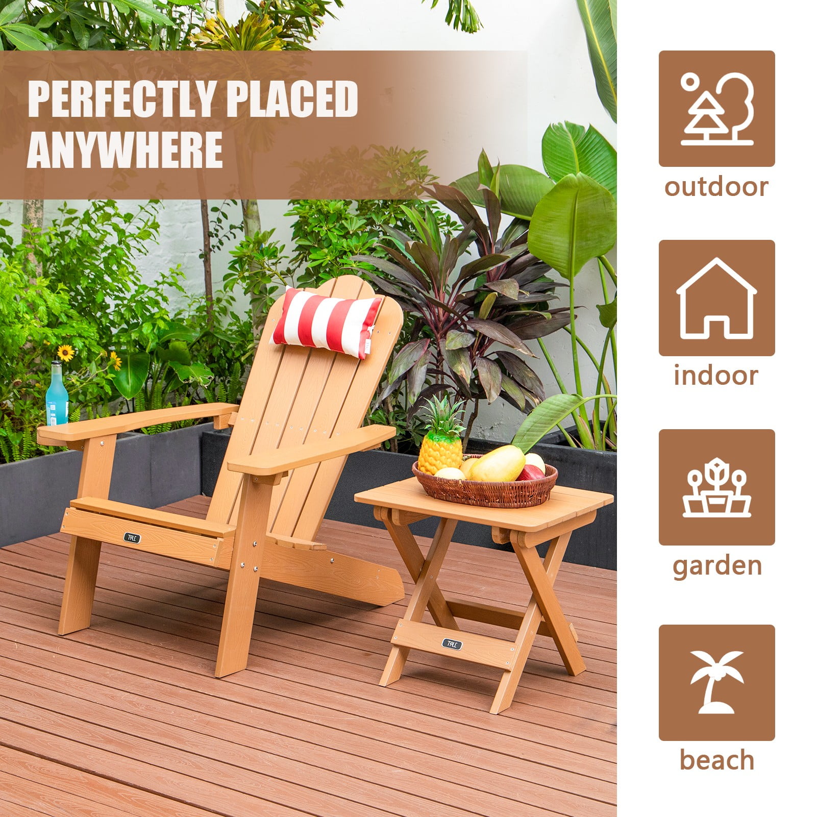 All-Weather Resistant Outdoor Chair with Cup Holder, Fade-Resistant ...