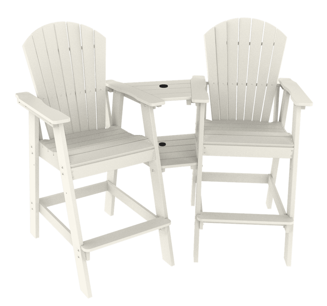 All-Weather Tall Adirondack Bar Stools w/ Connecting Table-HDPE, White ...