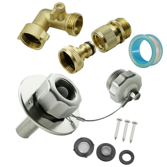 All Weathers Stainless Steel Campers Water Inlet Adapter Set Sealed ...