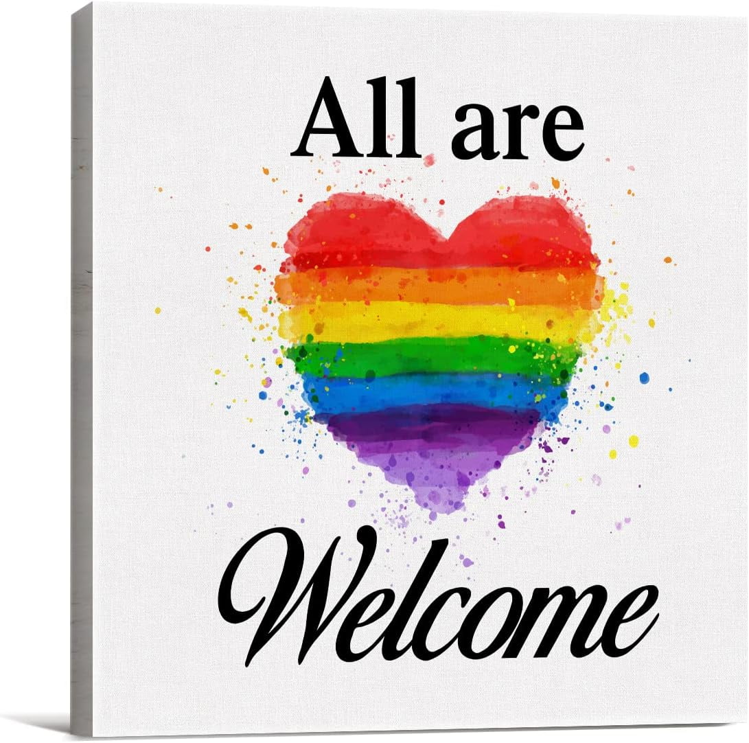 All are Welcome Sign Wood Box Sign Desk Decor 5x5 Inch Diversity Pride ...