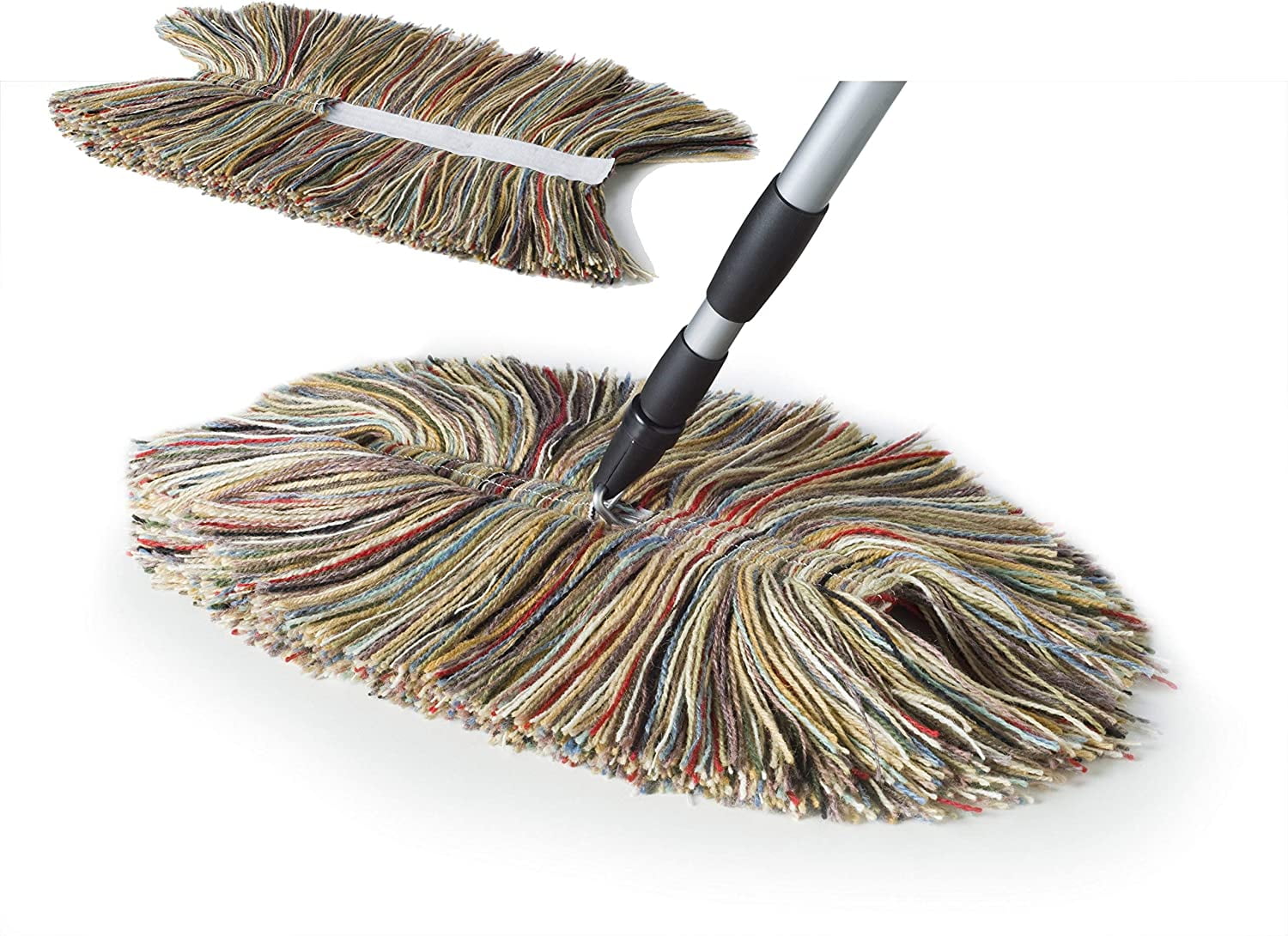 All Wool Dry Mop with Telescoping Handle and Replacement Head Made in ...