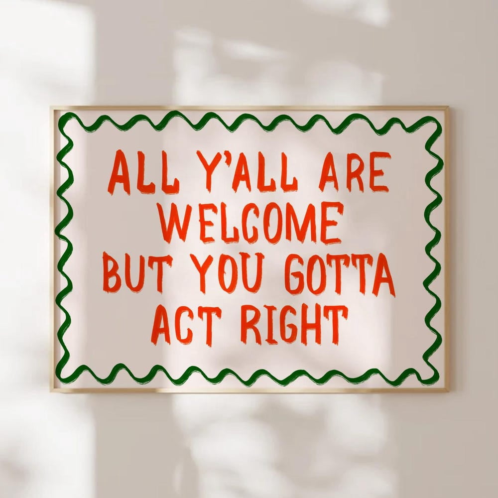 All Yall Welcome Act Right Vintage Farmhouse Cowgirl Poster, Unframed ...