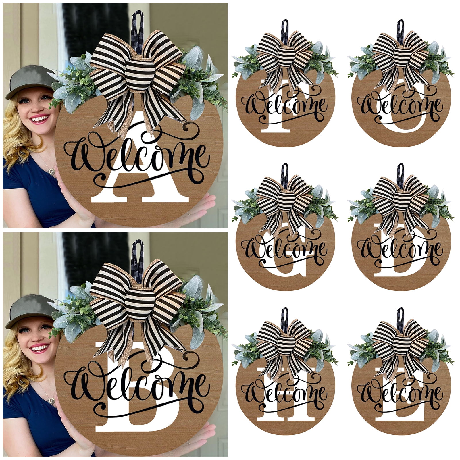 All Year Welcome Door Sign Garland - Weather Resistant - Door Sign ...