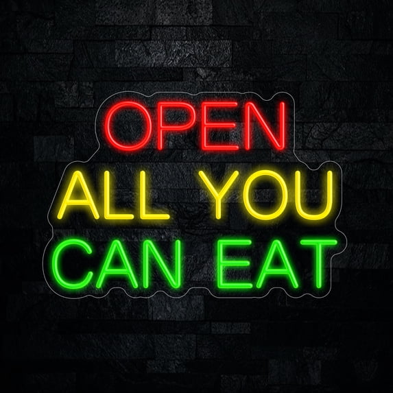 All You Can Eat Open LED Neon Sign 22"L x 15"H #25053 - Walmart.com
