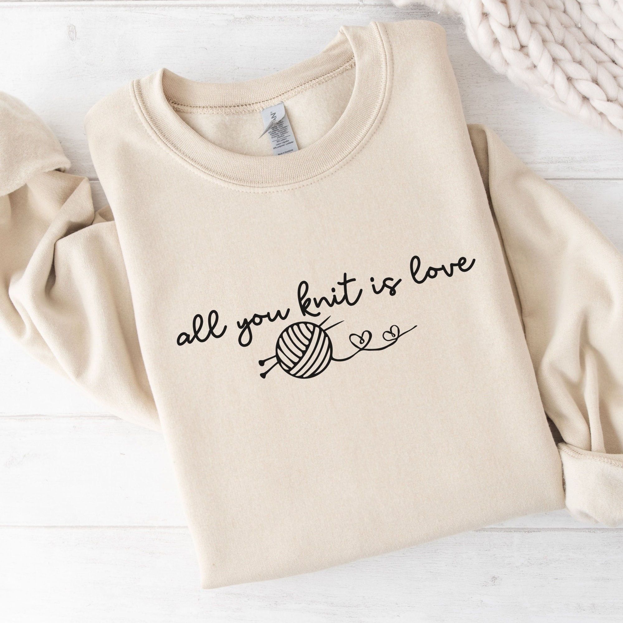 All You Knit Is Love T-Shirt, Knitting T-Shirt, Gift for Knitter, Trendy Knitting Lover Sh ...