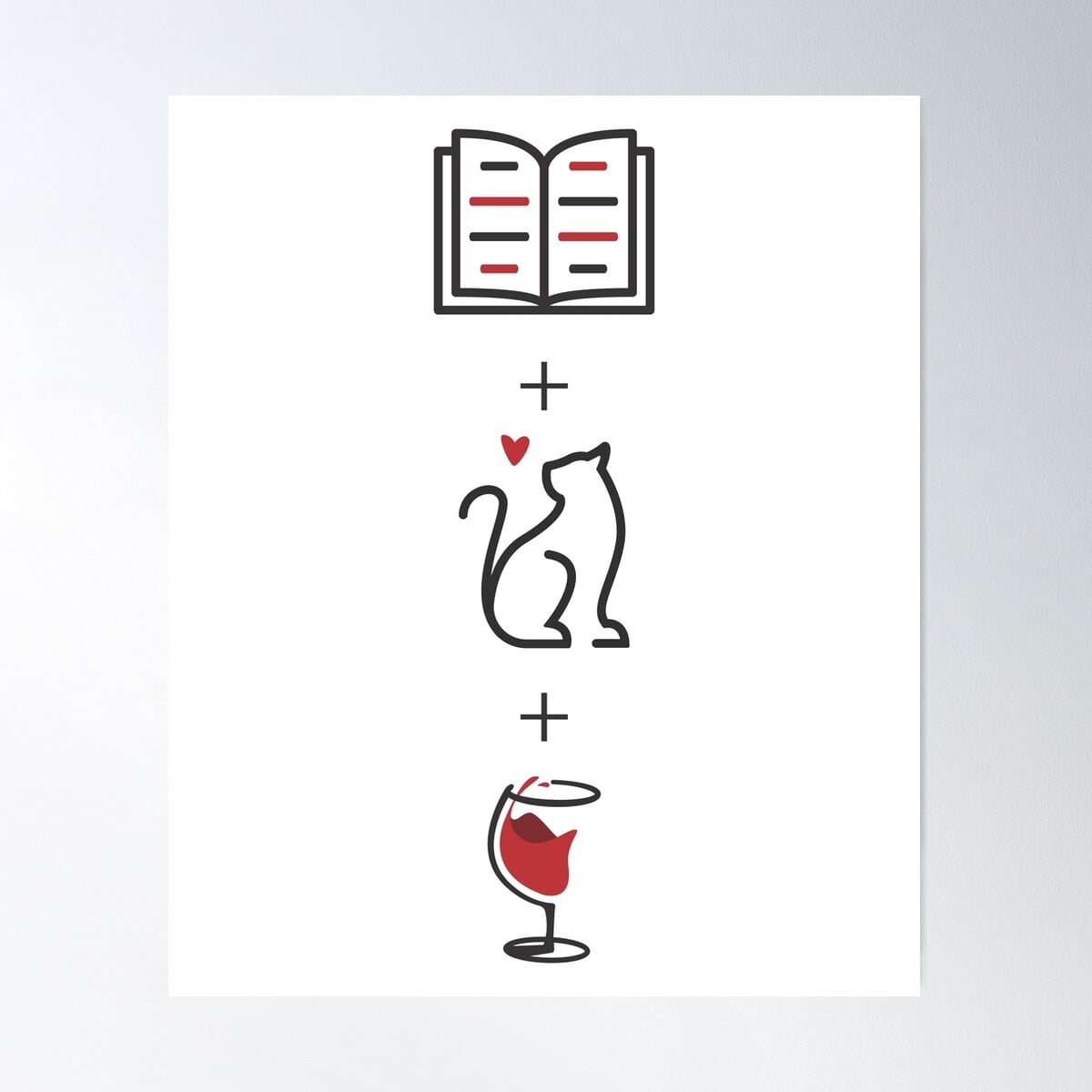 All You Need - Book Cat Wine Poster Wall Art Modern Wall Decor Wall Art ...