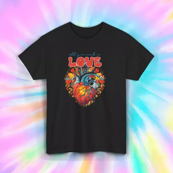 All You Need Is Love Anatomical Heart Floral Tee Boho Hippie Shirt ...