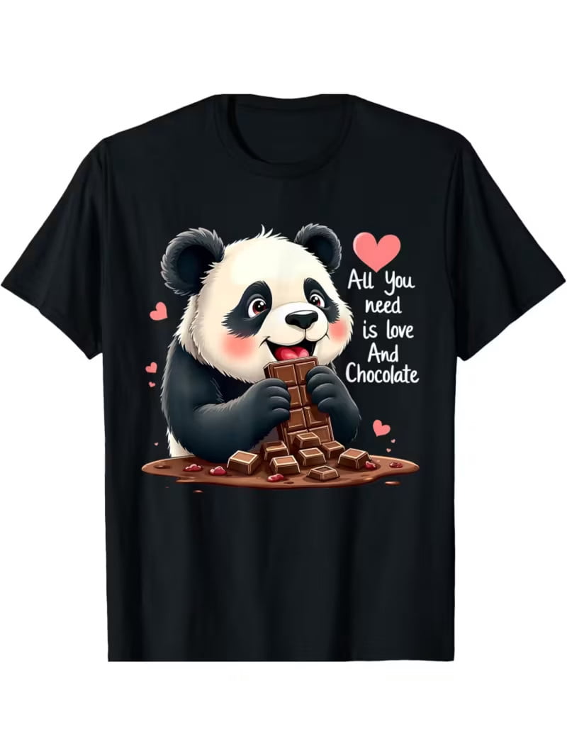 All You Need Is Love And Chocolate Valentines Day Cute Panda T Shirt ...