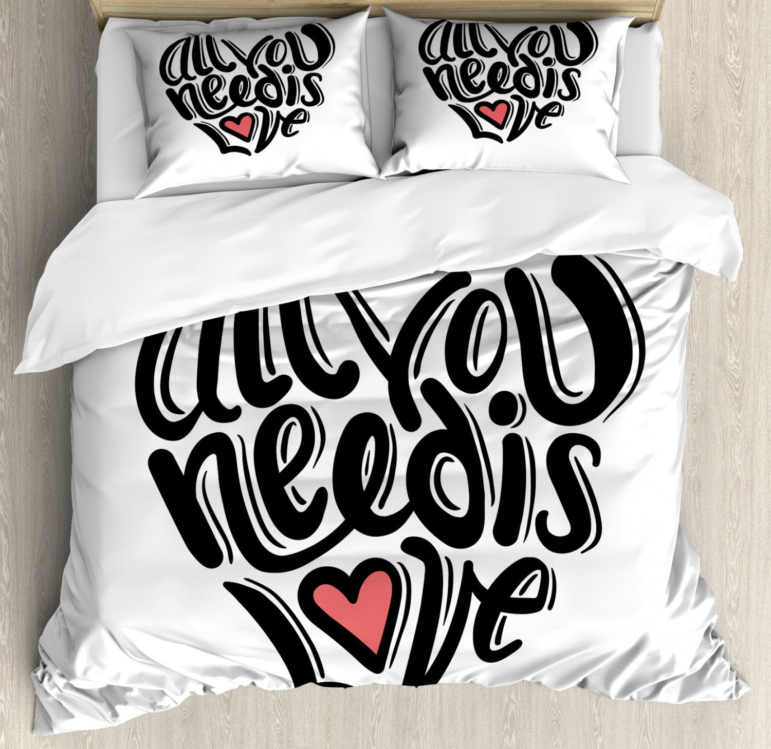 All You Need Is Love Duvet Cover Set Queen Size, Hand-written Style ...