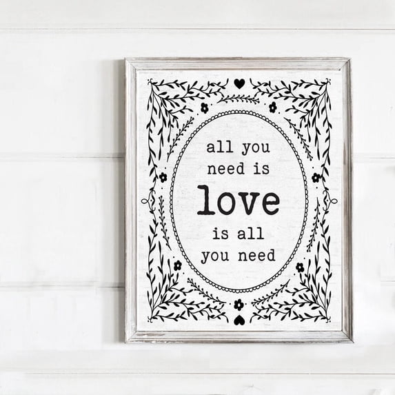 All You Need Is Love Is All You Need Quote Wall Decor or Gallery ...