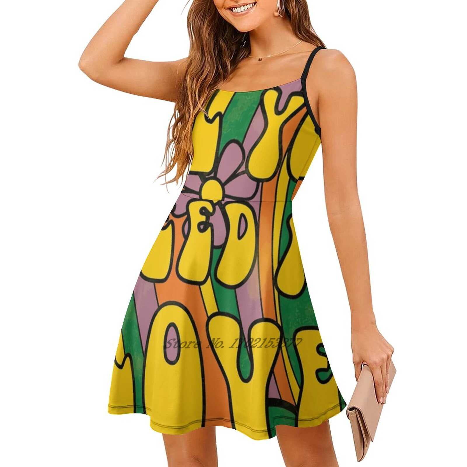 All You Need Is Love - Loose Pocket Dress Print Short Sleeve Dresses V ...