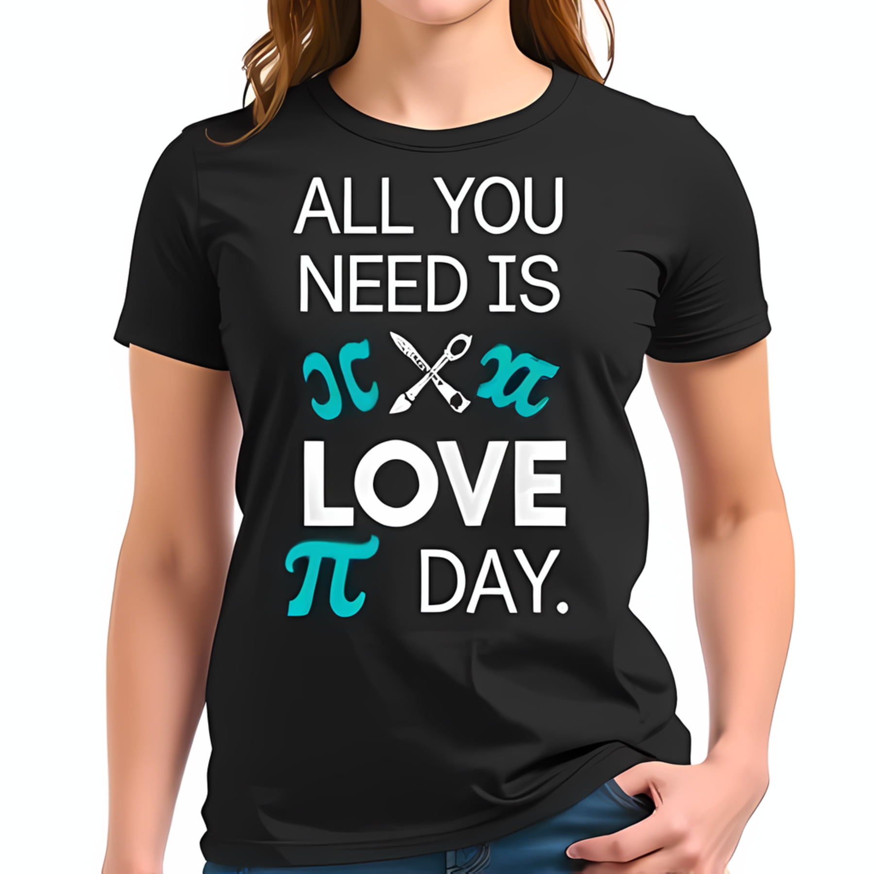 All You Need Is Love Pi Day Cotton Short Sleeve T-Shirt - Fun Teal Pi ...