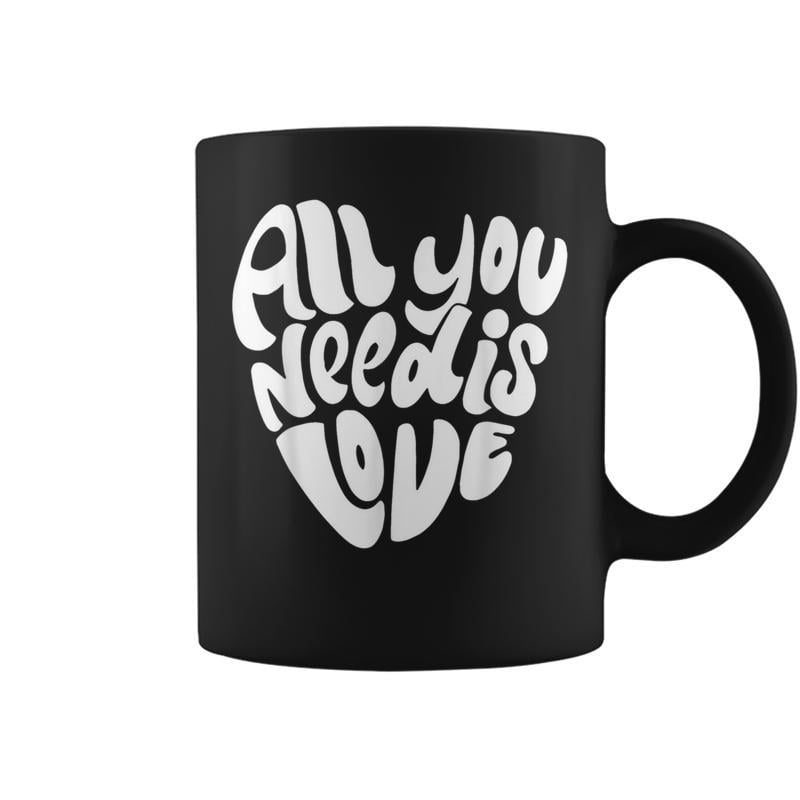 All You Need Is Love Retro Style Valentines Day Heart Women Coffee Mugs ...
