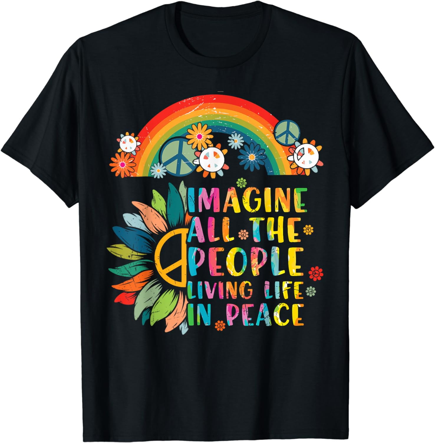 All You Need Is Love Tie Dye Peace Sign 60s 70s Peace Sign T-Shirt ...