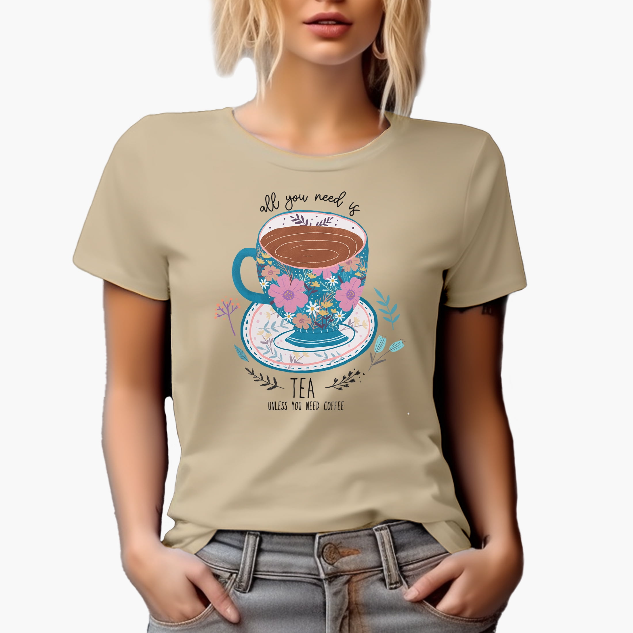 All You Need Is Tea, Unless You Need Coffee with Cute Hand Drawn Teacup ...