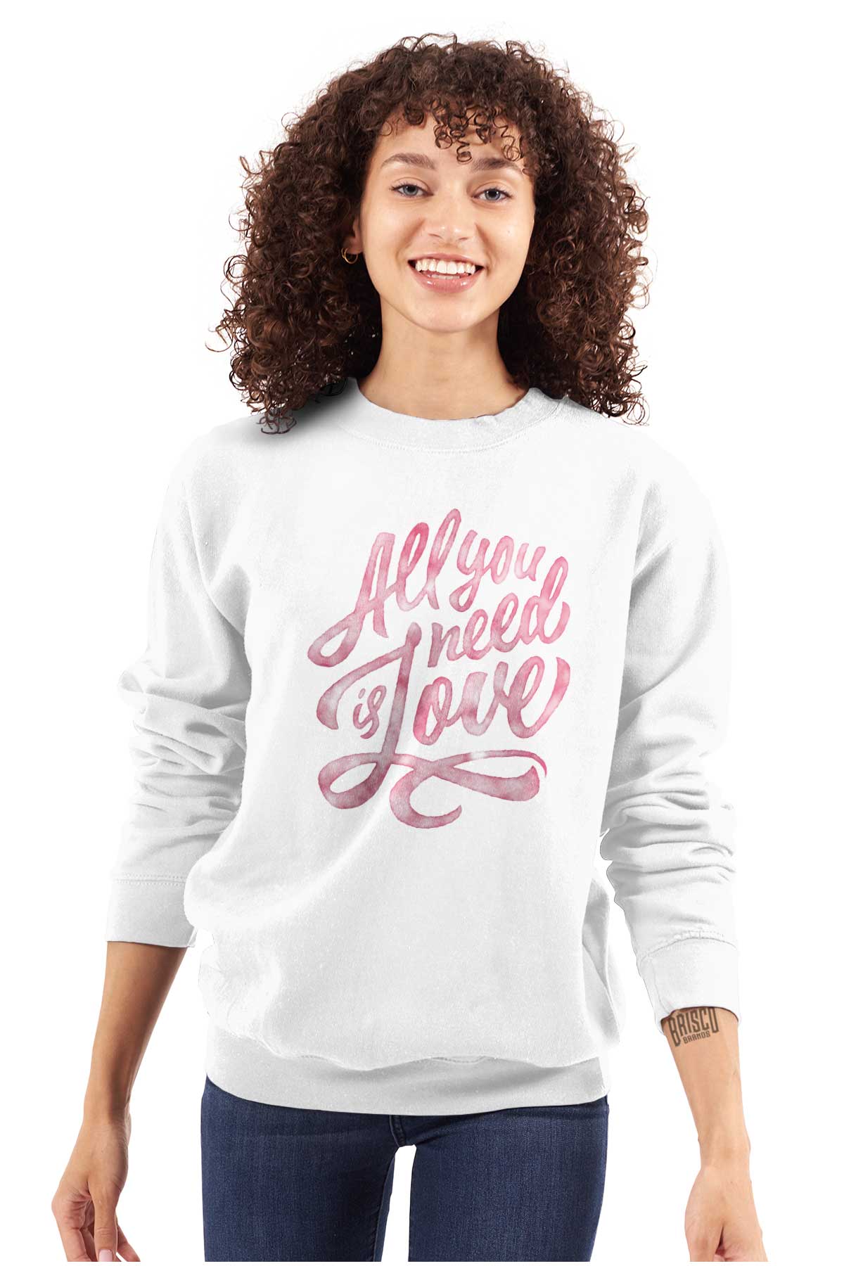 All You Need Love Cute Romantic Quote Women Plus Size Crewneck ...