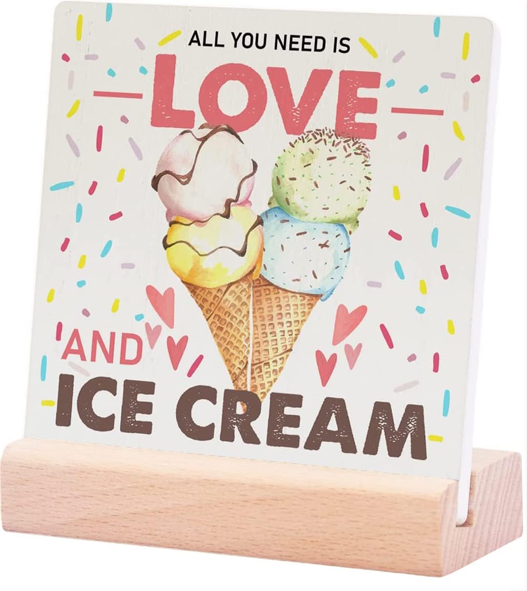 All You Need is Love and Ice Cream Table Sign Rustic Summer Ice Cream ...