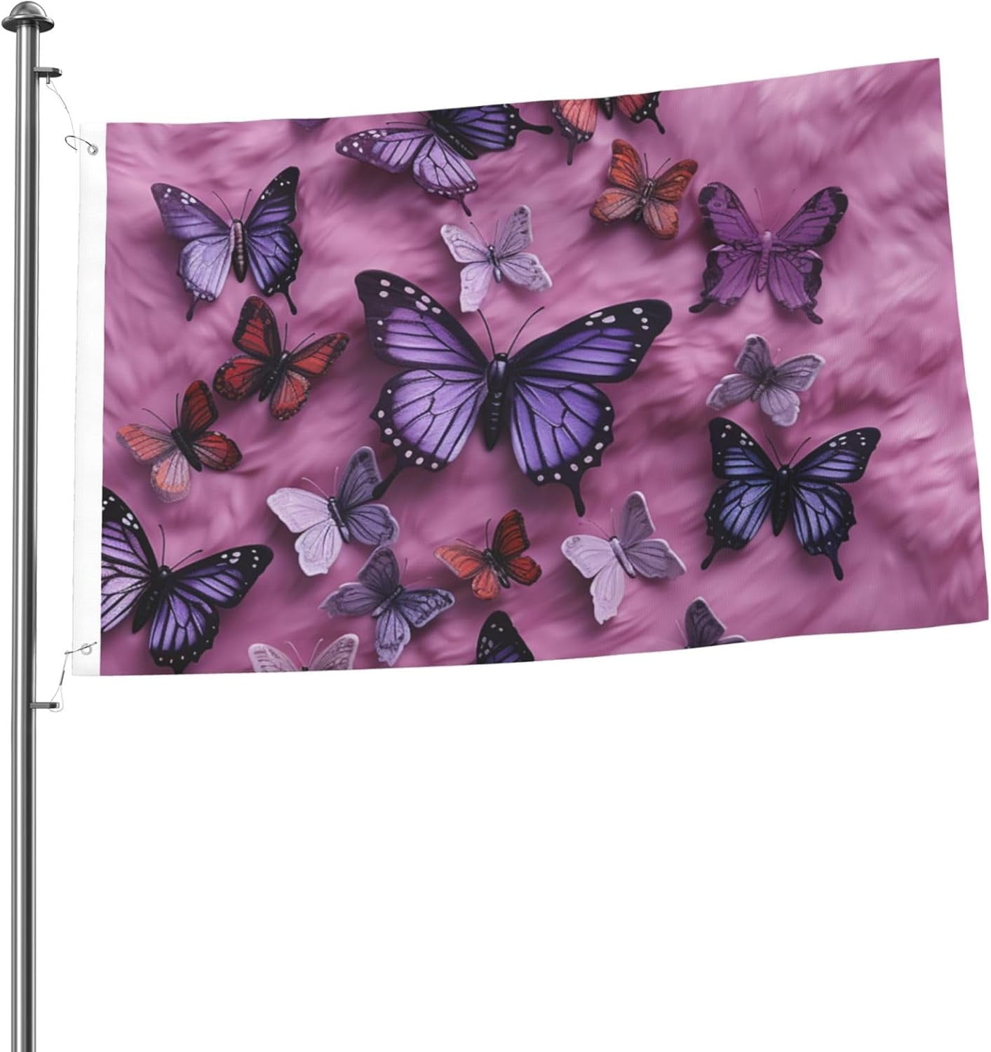 All butterflies are on purple background Garden Flags Holiday Banner ...
