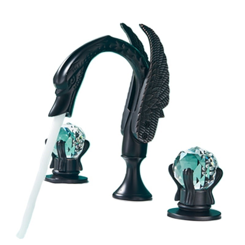 All-copper Gold Swan Bath Tub Faucet Deck Fitted Double Crystal ...