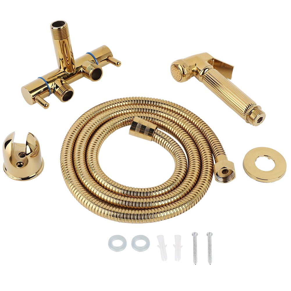 All‑copper Pressurized Golden Toilet Spray One Into Two Out Angle Valve ...