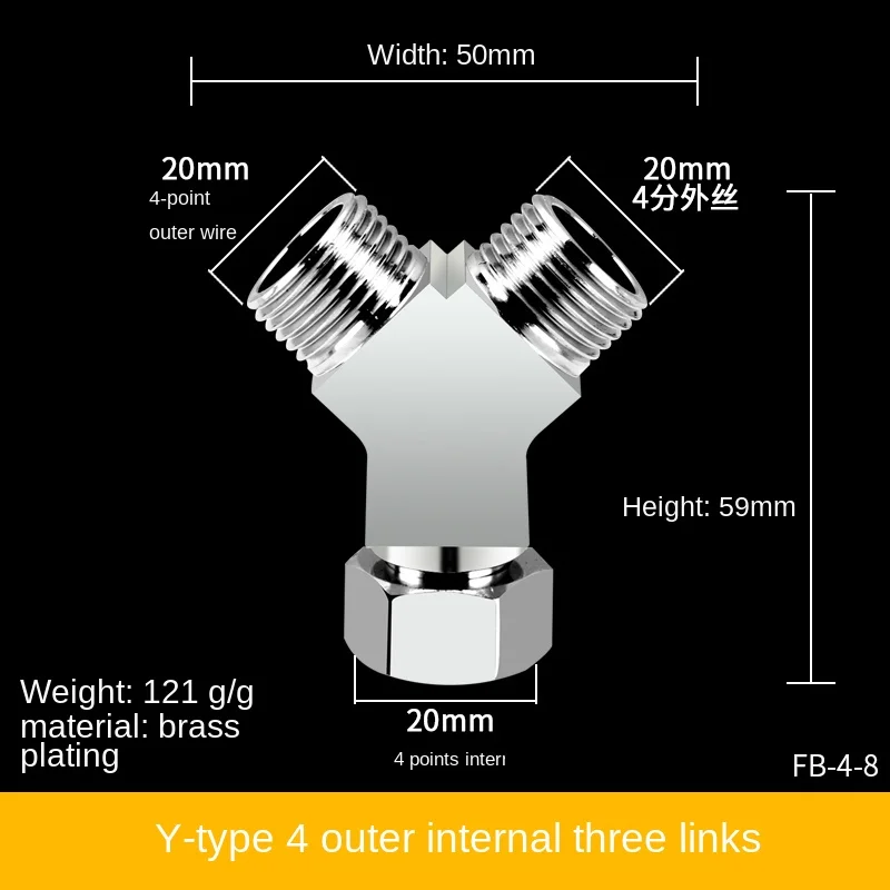 All-copper three-way water divider lively connects with 1/2 IN faucet ...