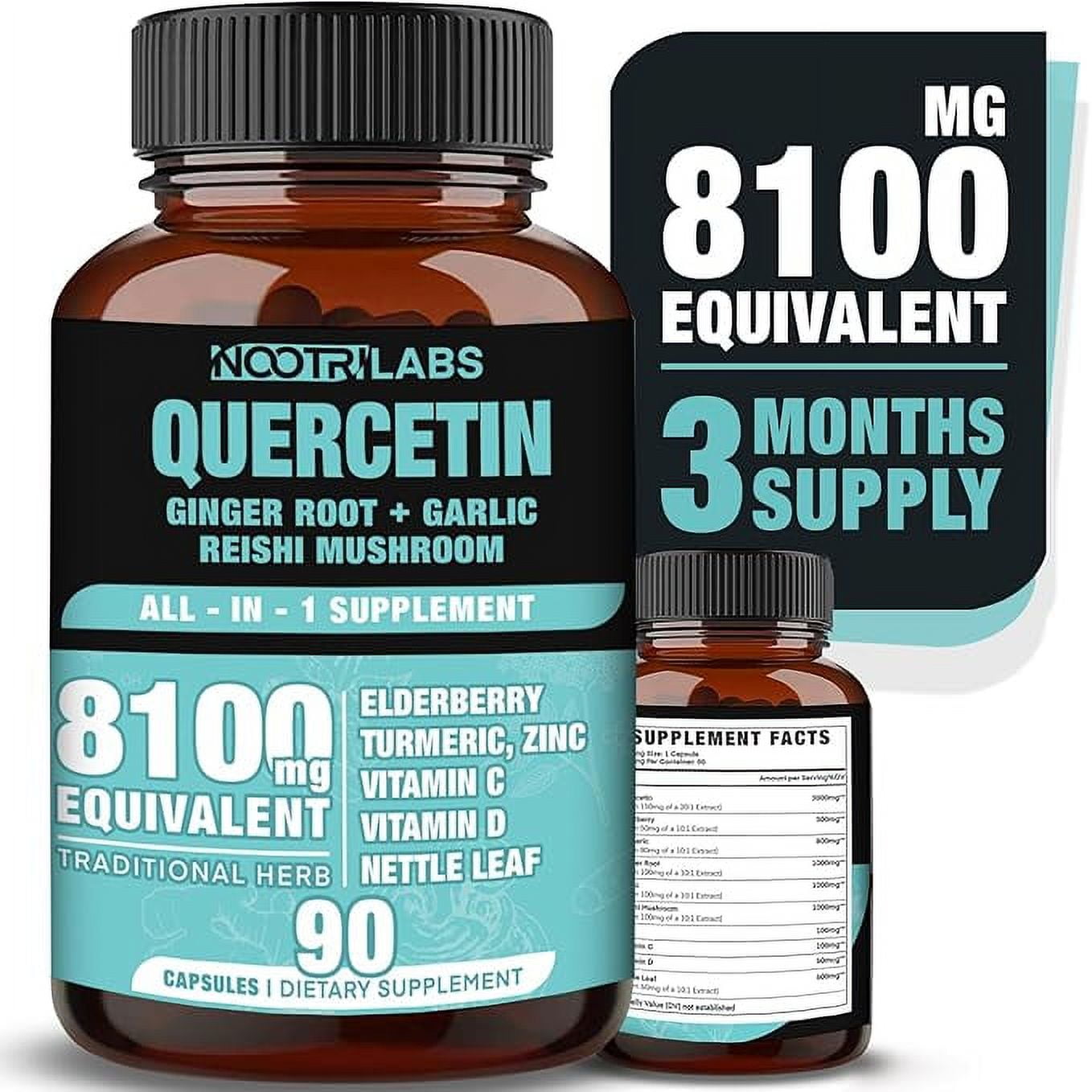 All-in-1 8100mg Highest Potency Quercetin, Elderberry, Turmeric, Reishi ...