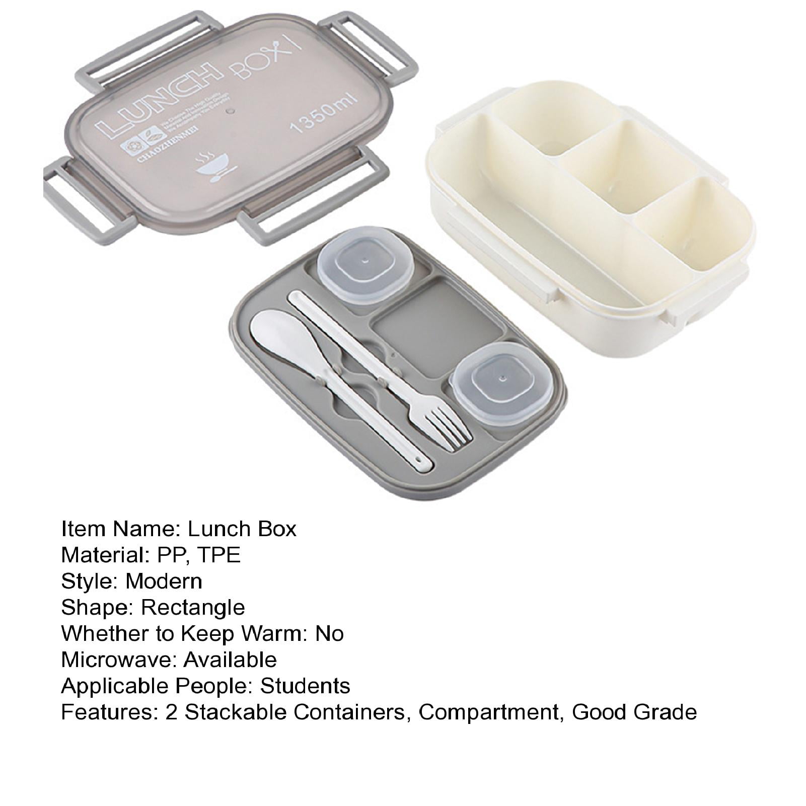 All-in-1 Modern Lunch Box with 2 Stackable Containers - Dishwasher Safe ...