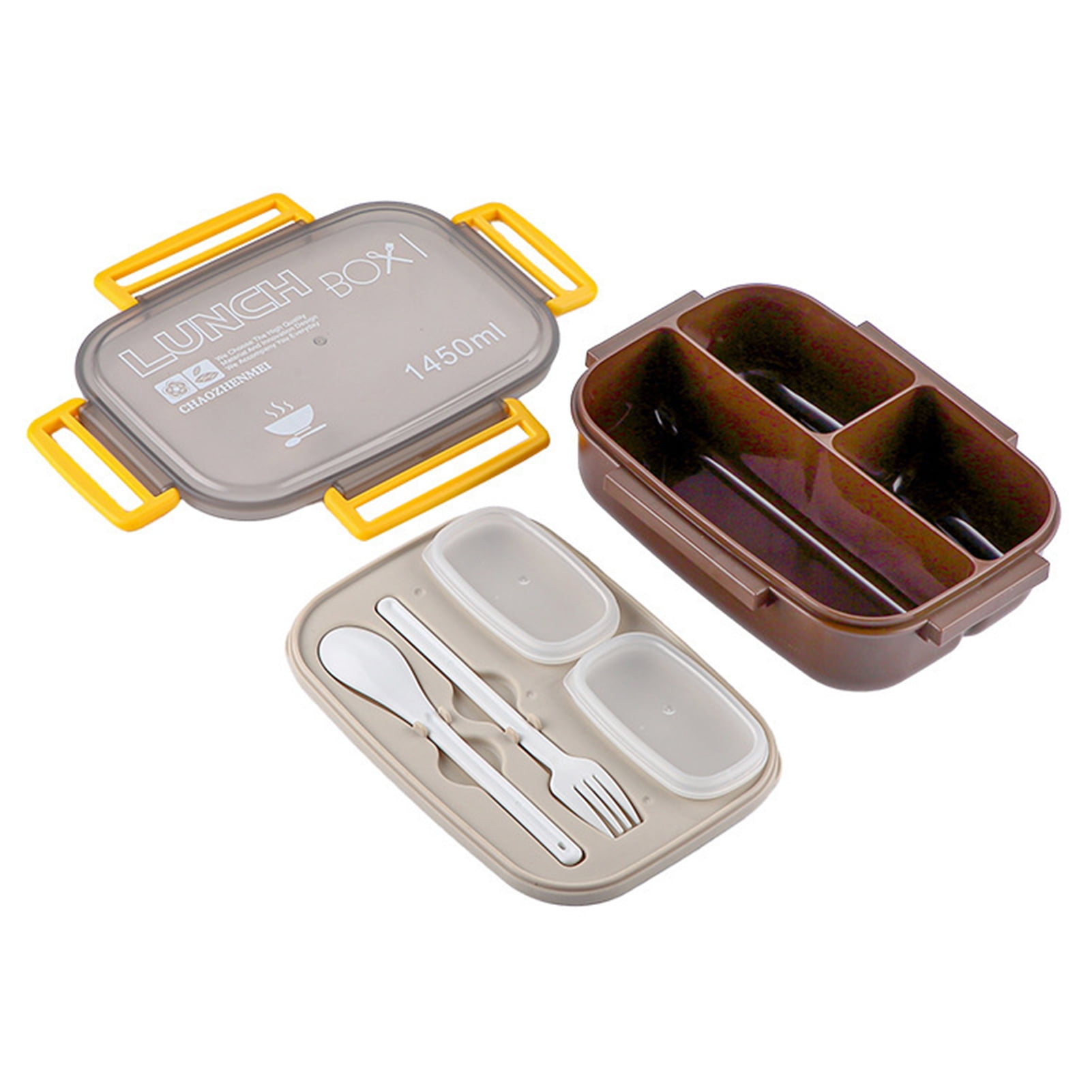 All-in-1 Modern Lunch Box with 2 Stackable Containers - Dishwasher Safe ...