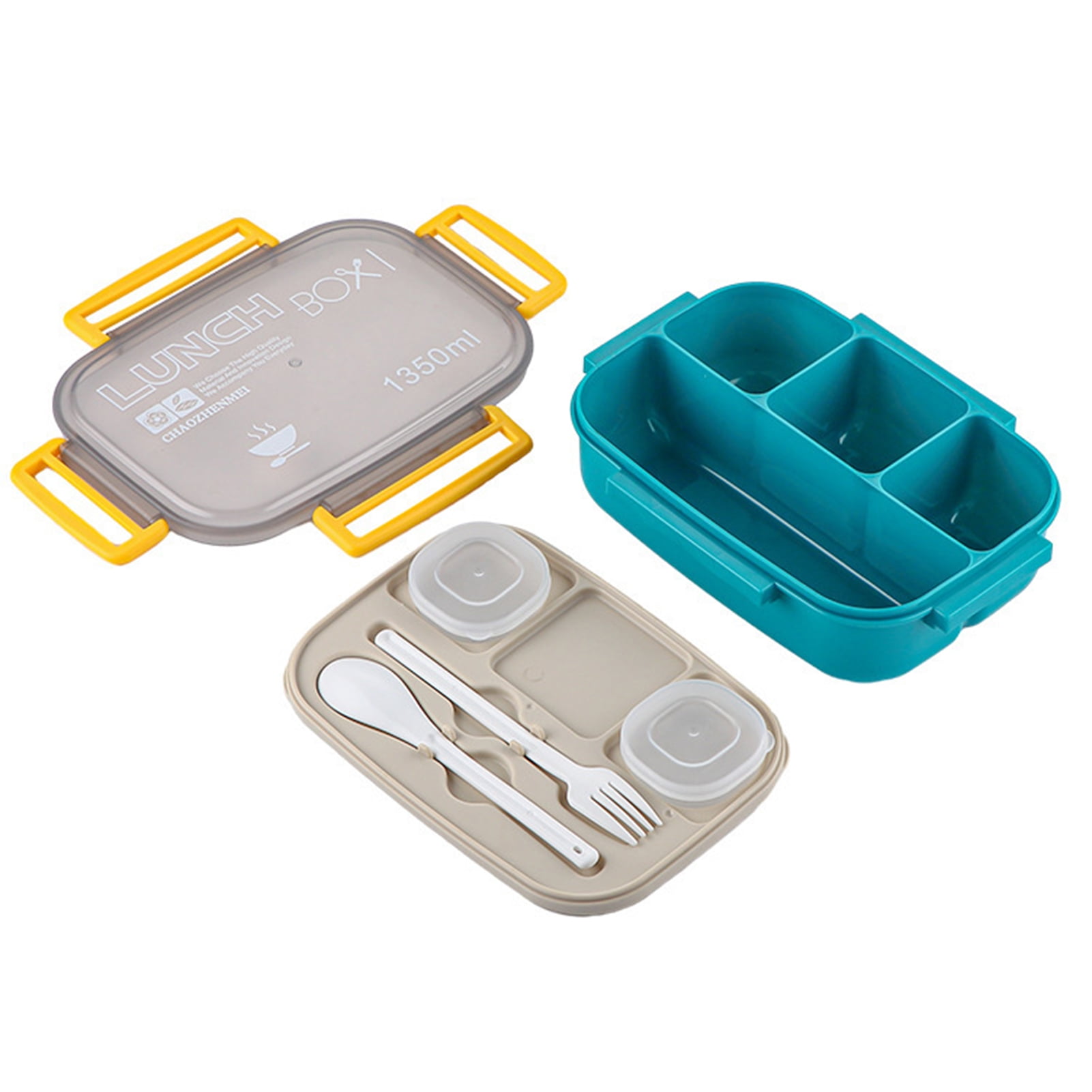 All-in-1 Modern Lunch Box with 2 Stackable Containers - Dishwasher Safe ...