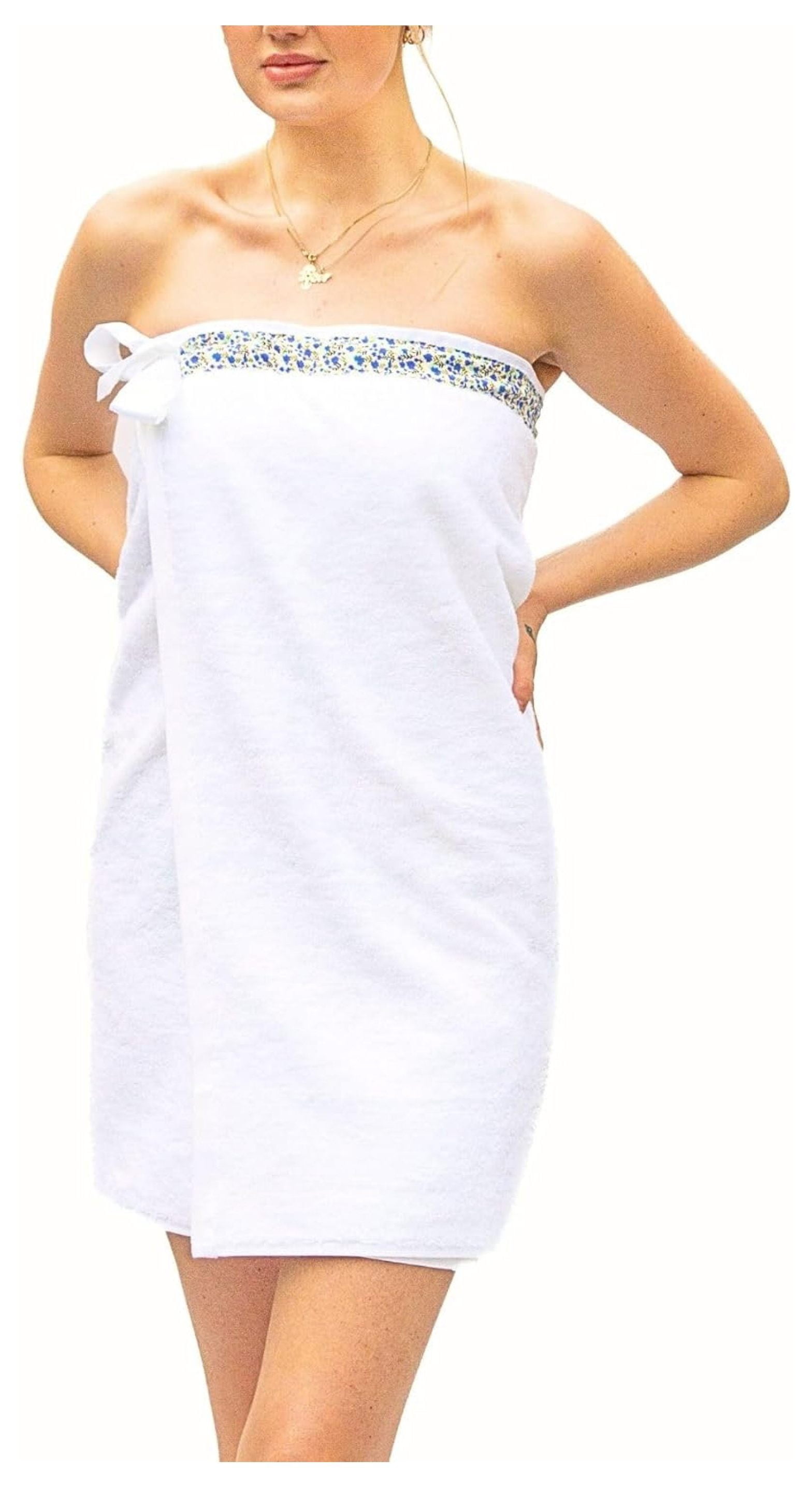All-in-One 100% Cotton Towel & Tie Closure Spa, Shower, Womens Wrap ...
