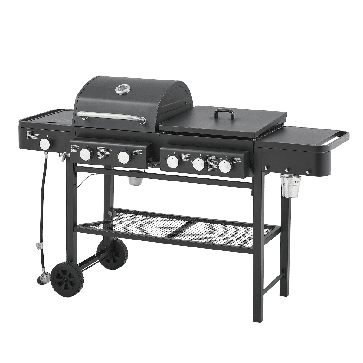 All-in-One 5-Burner Propane Gas Grill - Grilling & Griddling Functions ...