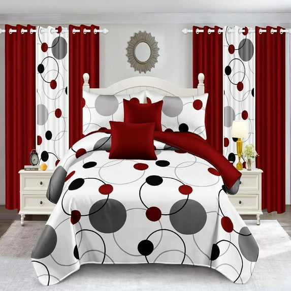 All-in-One 9-Piece Bedspread & Curtain Set, Super Soft for Year-Round ...