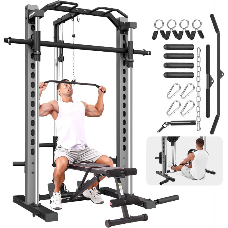 All-in-One Adjustable Smith Machine with LAT Pulldown System and Multi ...