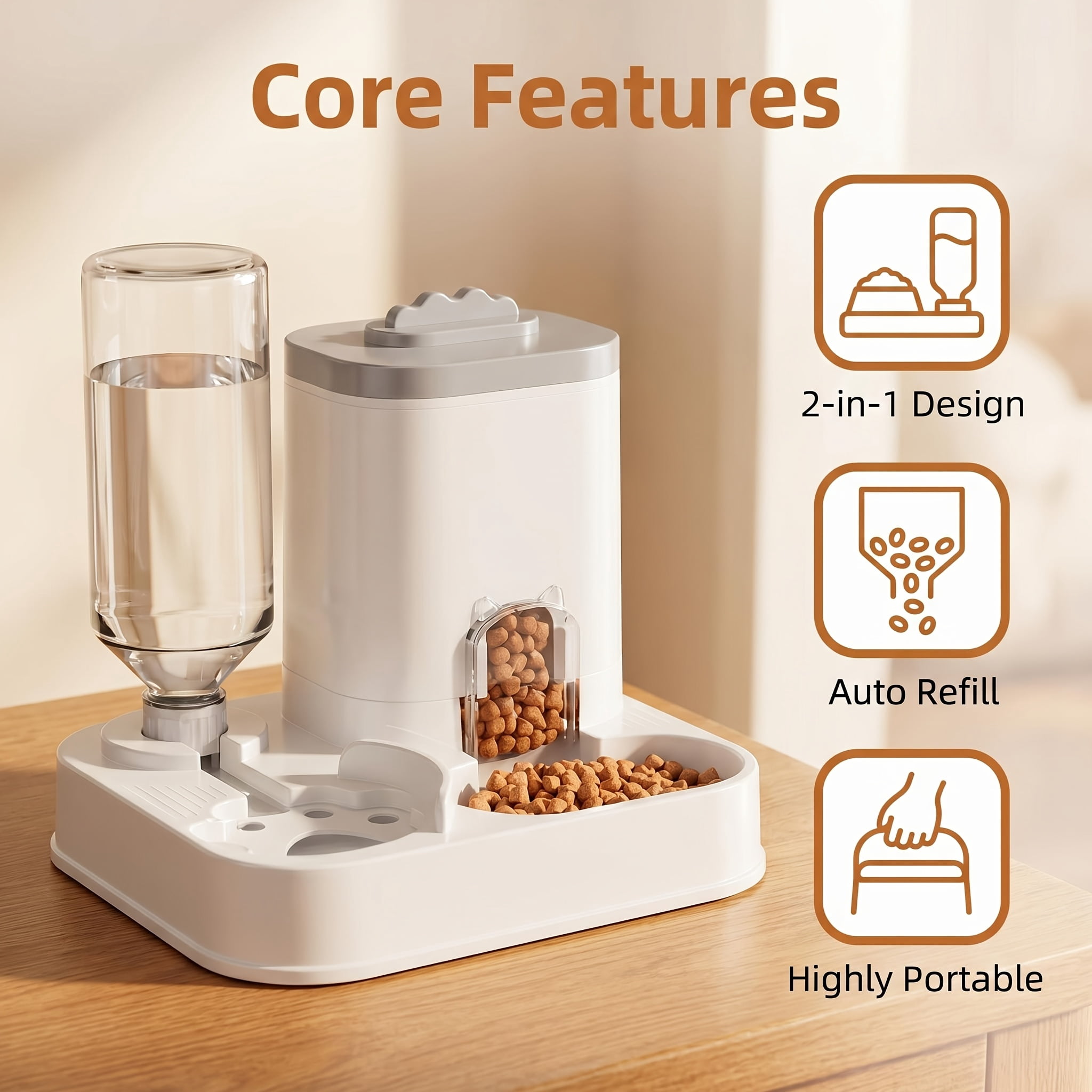 All-in-One Automatic Pet Feeder & Water Dispenser, 0.26-2.64 Gal, Easy ...