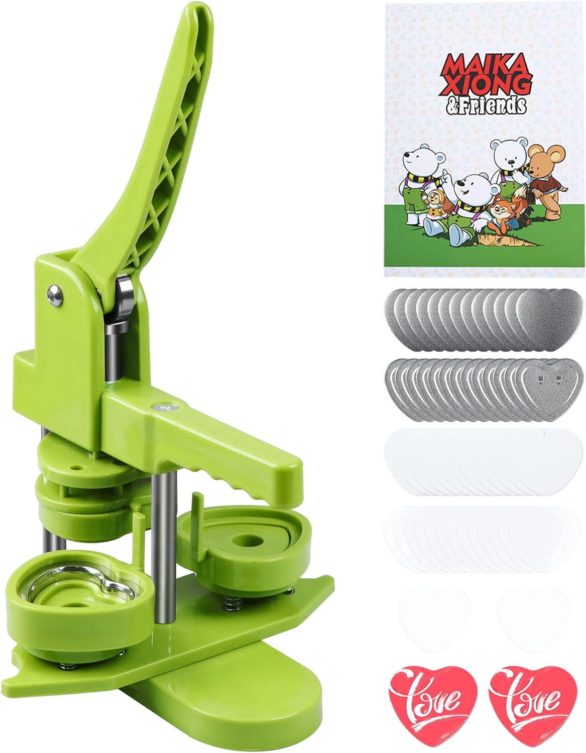 All-in-One Button Maker Machine Kit, Pin Maker Press with 100 Button ...