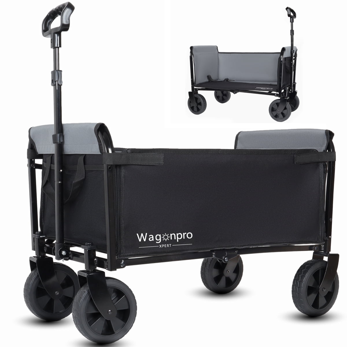 【LuckyNote】All-in-One Convertible Folding 4-Wheel Trolley with Bench ...