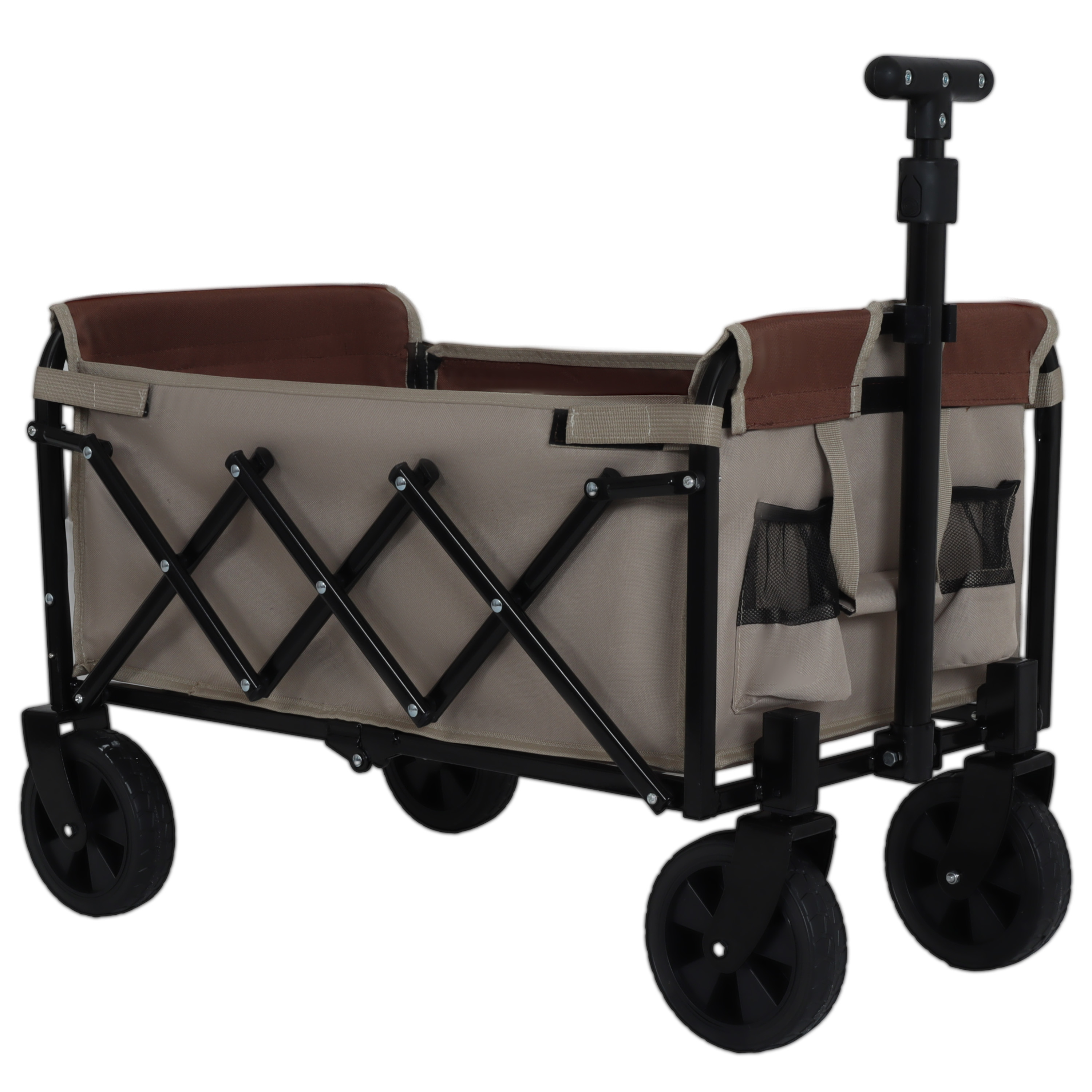 All-in-One Convertible Folding Camping Wagon Cart (Beige/Brown) – Bench ...