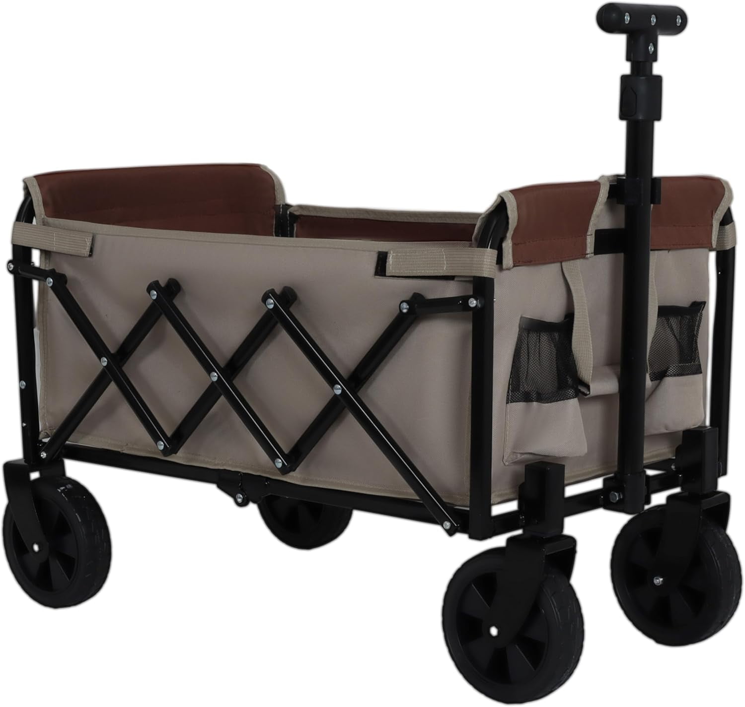 All-in-One Convertible Folding Wagon Cart with Bench Seat & Dog Tether ...