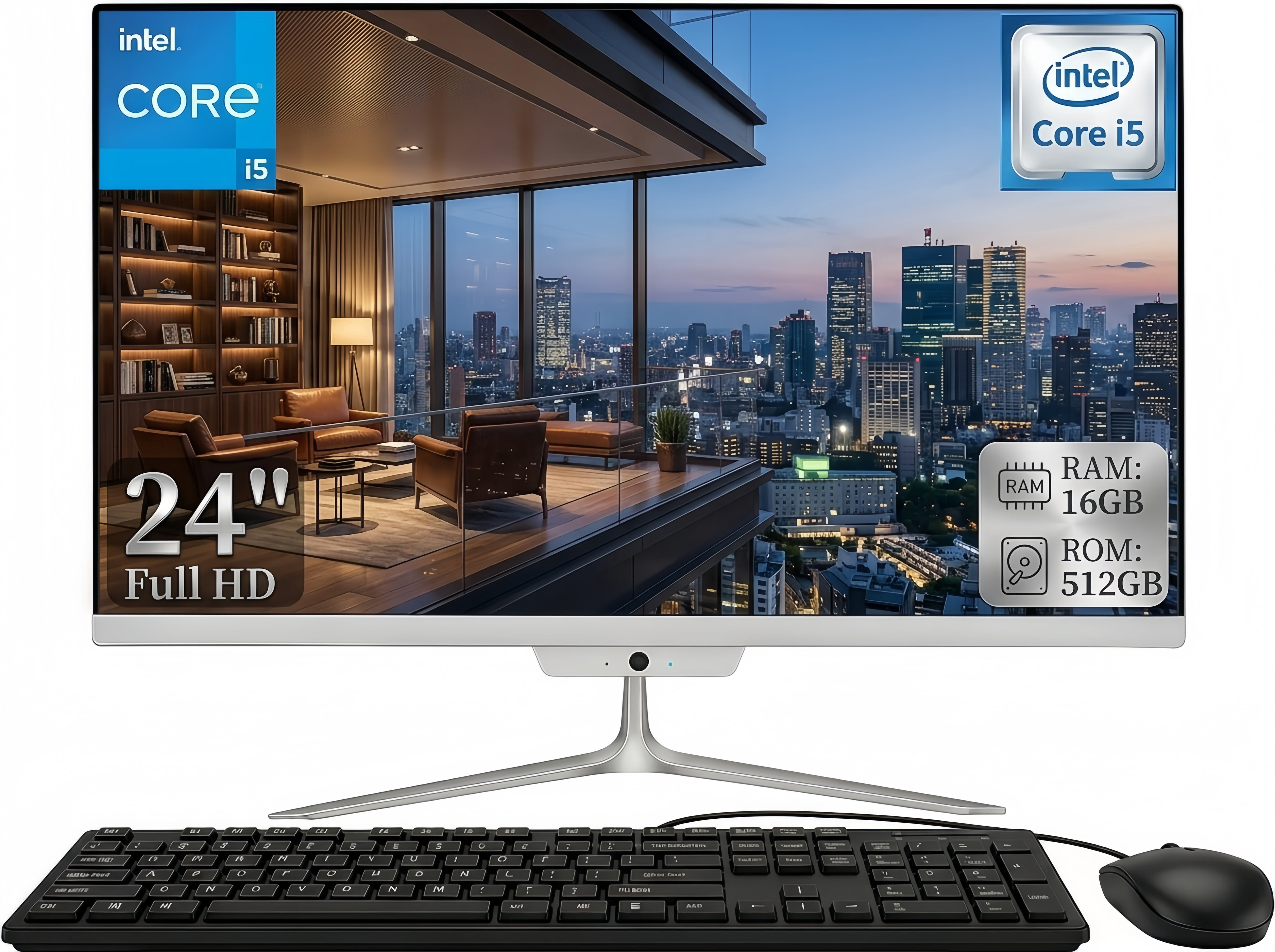 All-in-One Desktop 24" FHD Intel Core i5 up to 3.6GHz, 16GB RAM, 512GB ...