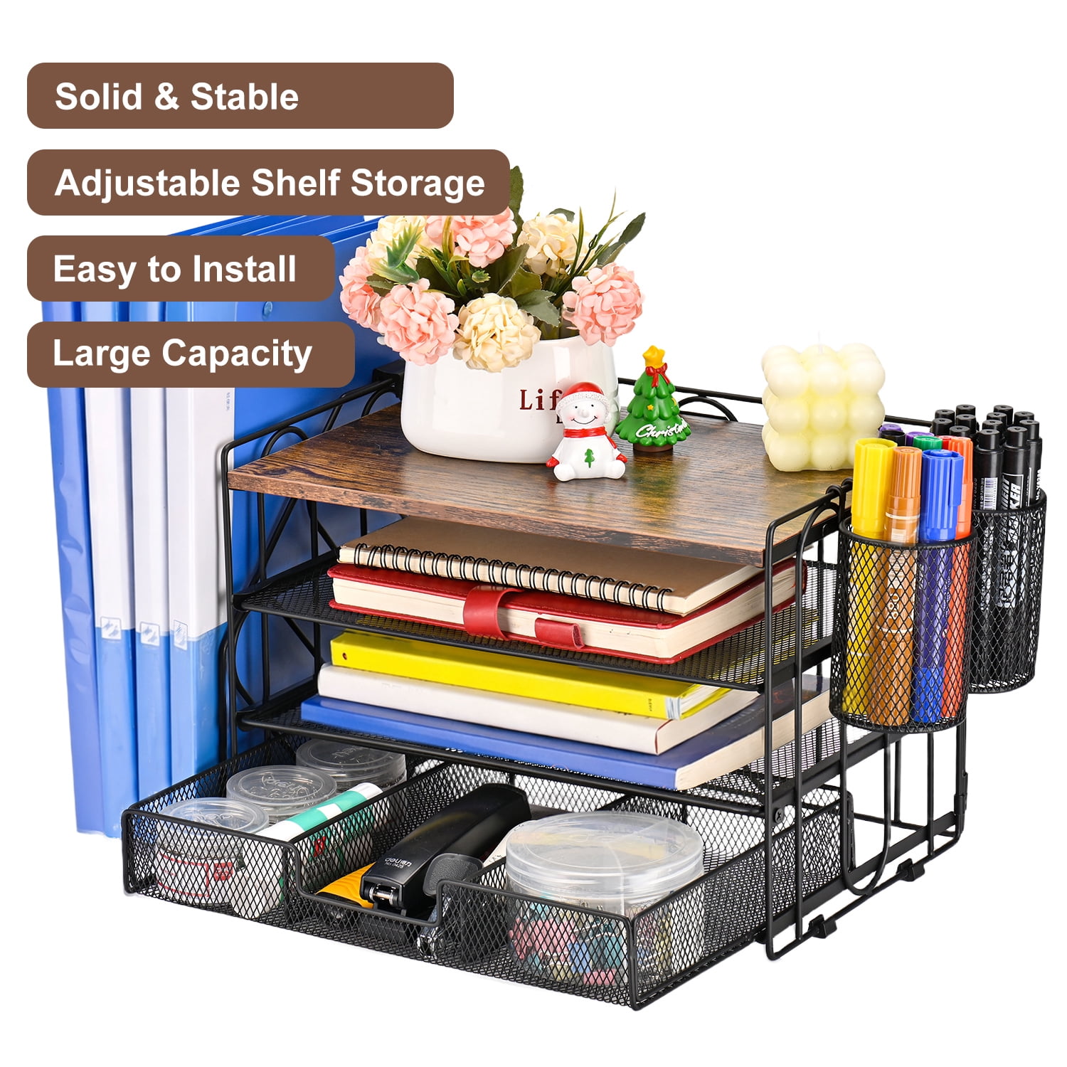 All-in-One Desktop Organizer Set, 4-Tier Desk Organizers Office ...