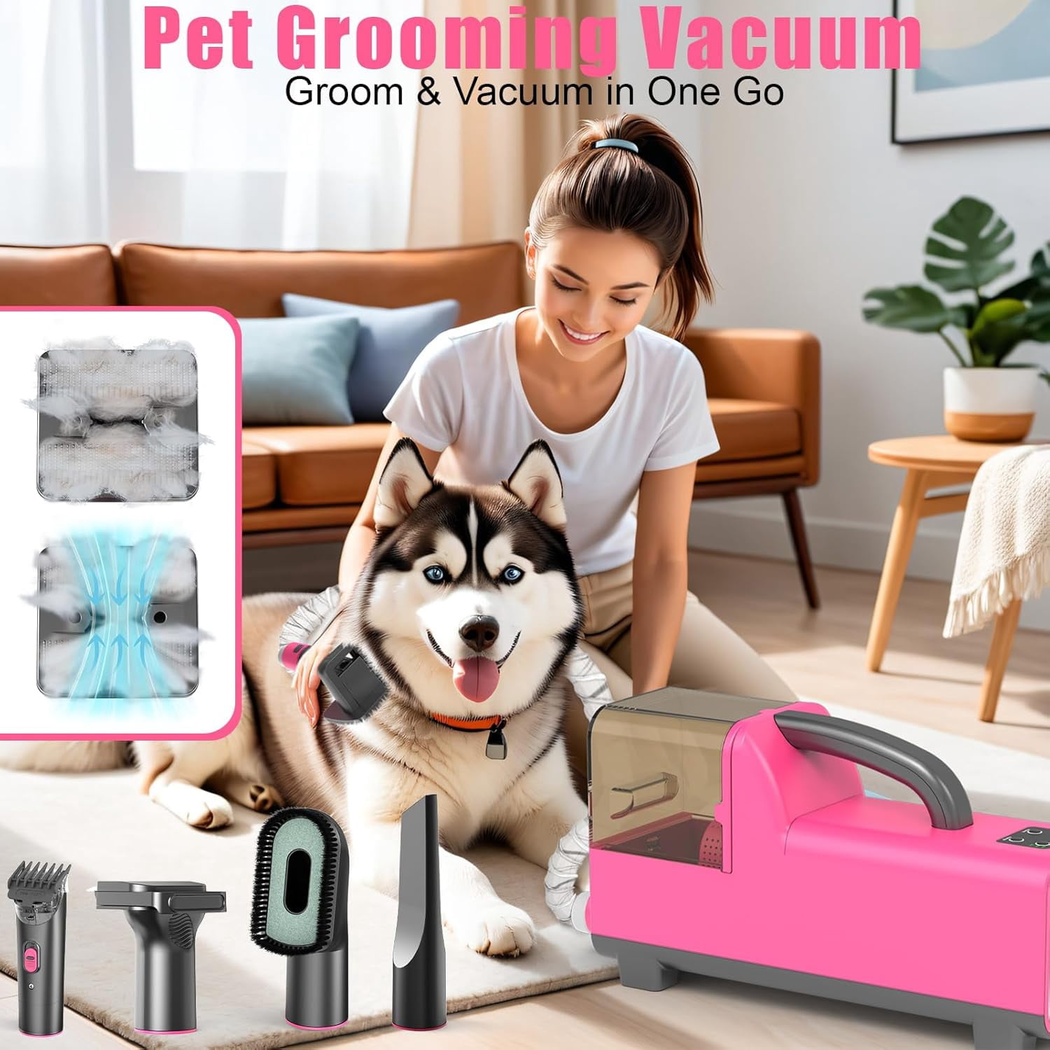 All-in-One Dog Grooming Clippers Kit with Pet Grooming Vacuum & Dog ...
