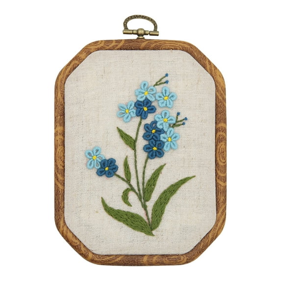 All-in-One Embroidery Set, 8-Sided Hoop with Pattern & Thread, Easy ...