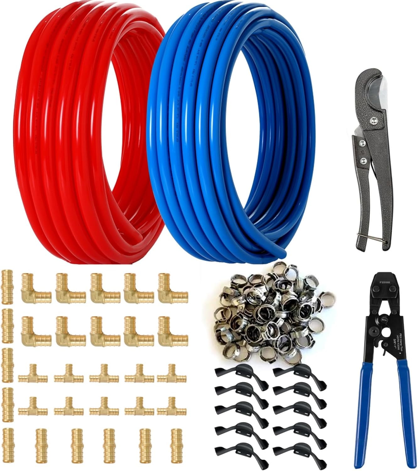 (All-in-One) GUOFIS 3/4 Inch PEX-B Pipe,2x100FT Blue&Red Pex Tubing ...