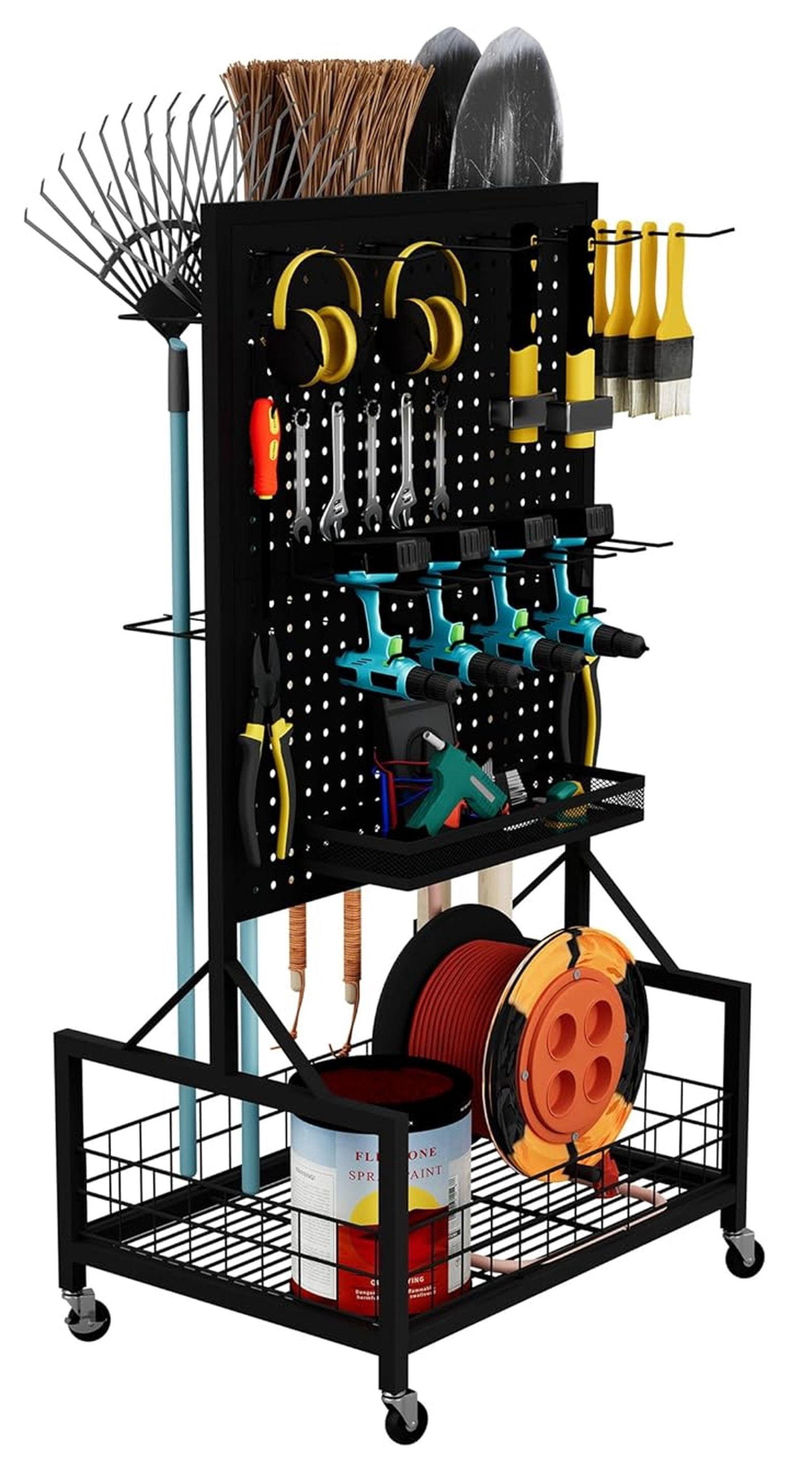 All-in-One Garage Storage Cart with Locking Wheels – Heavy-Duty Tool ...