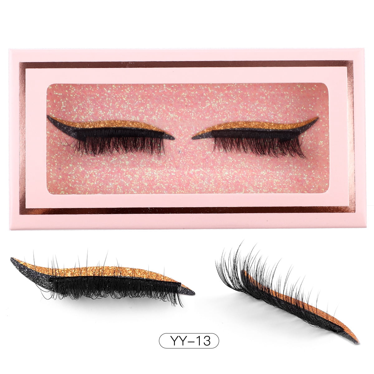 All-in-One Glue-Free False Eyelashes Set (1 Pair,Golden Yellow + Blue ...