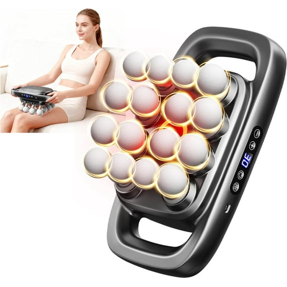 All-in-One Handheld Deep Tissue Massager Kit - 16 Heads & LCD Touch ...