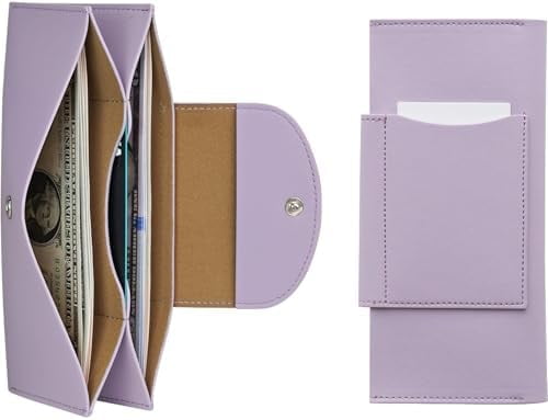 All-in-One Long Bifold 2-Tier PU Leather Wallet for Women, Money ...