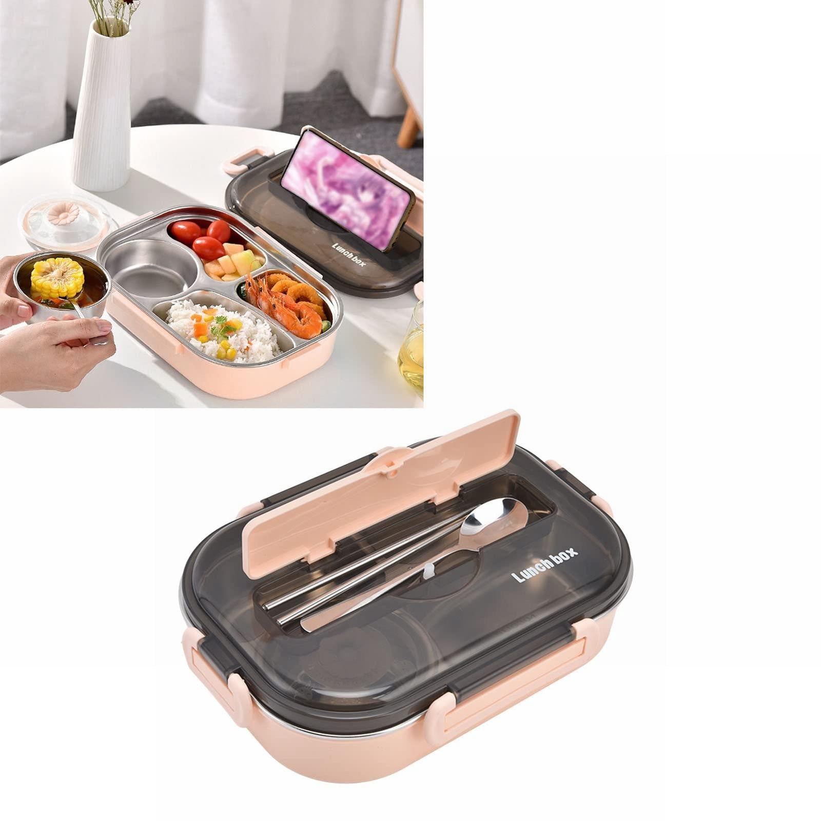 All-in-One Lunch Carrier for Work or Outings - Four Section Stainless ...