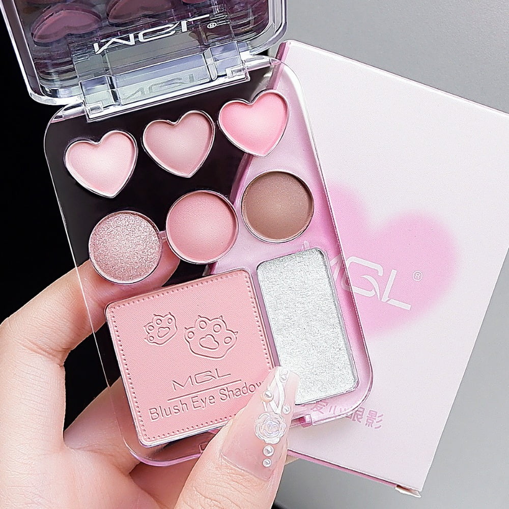 All in One Makeup Kit -8 Color Heart Eye 6 Shadow 1 Blush 1 Highlight ...