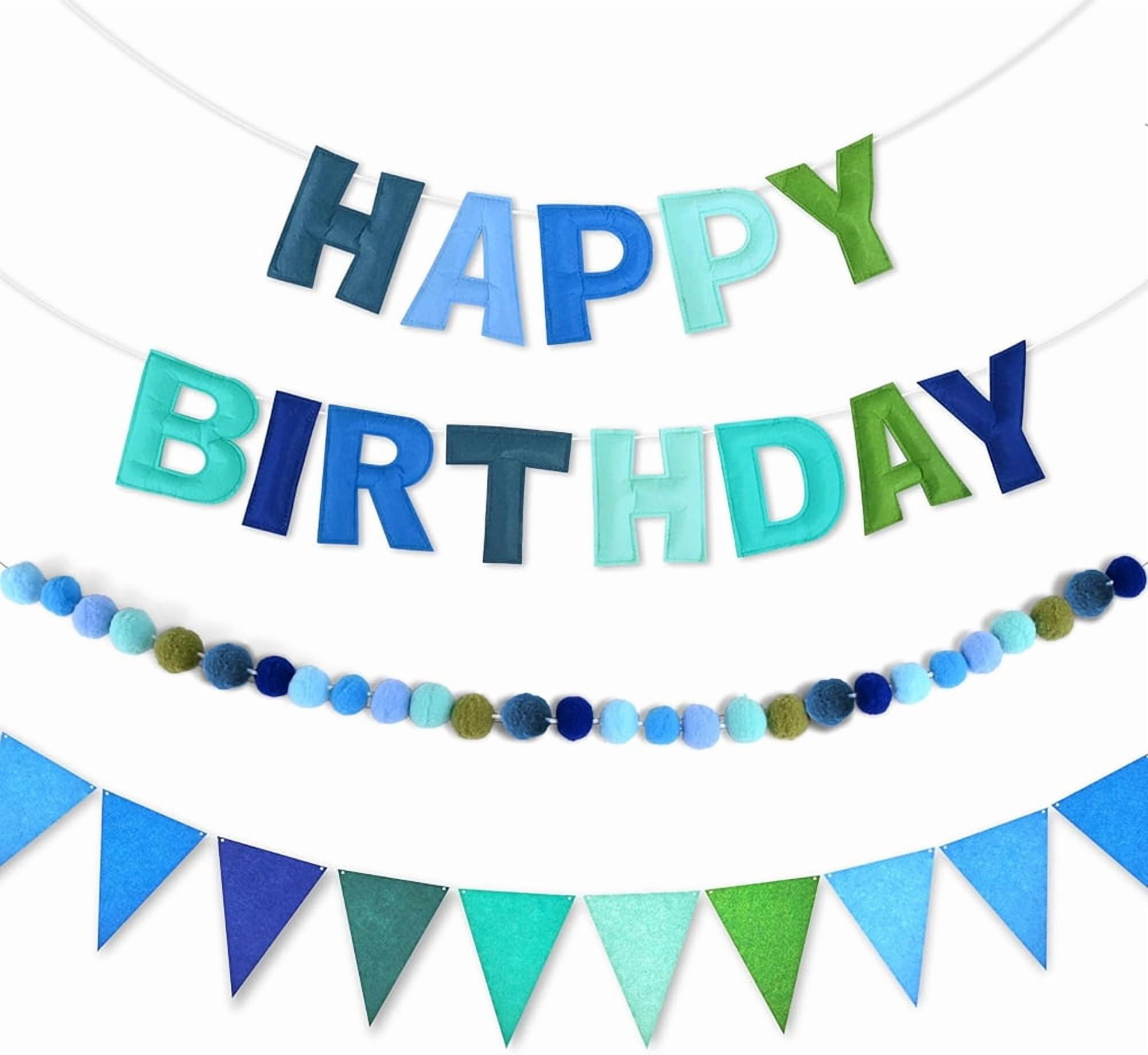 All-in-One Ombre Blue Birthday Decor Bundle: No Assembly Required Happy ...